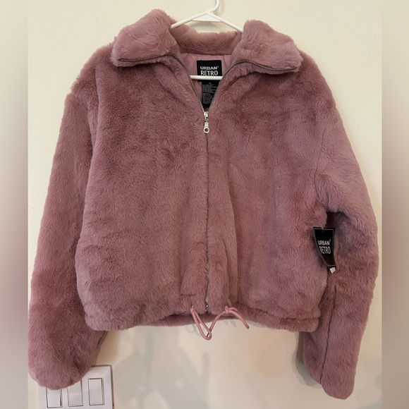 Jackets & Coats | Nwt Urban Retro Faux Fur Dusty Rose Jacket Size ...